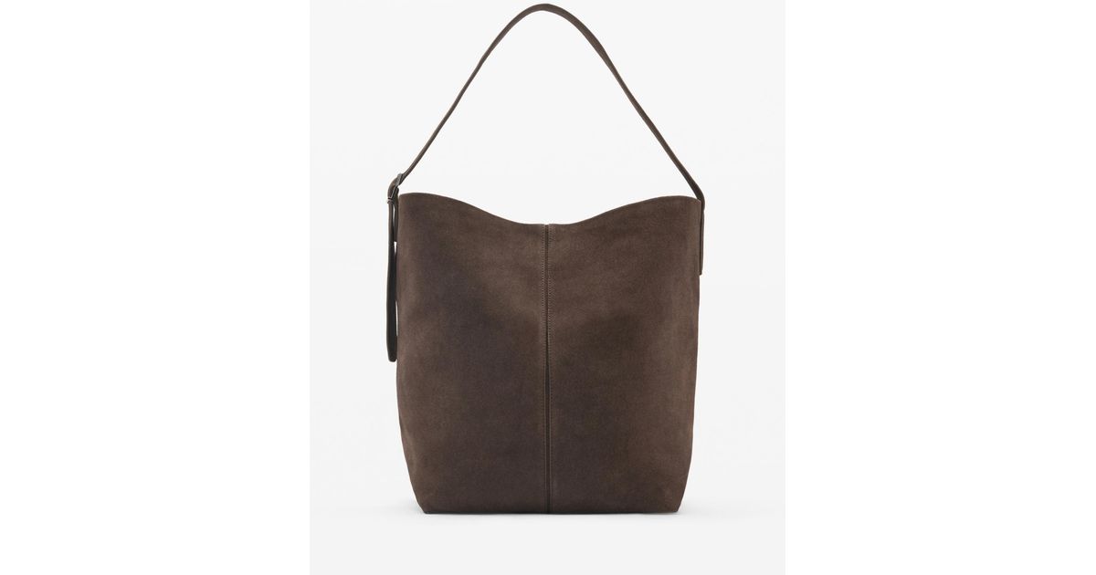 Mango Suede Leather Handbag in Brown | Lyst