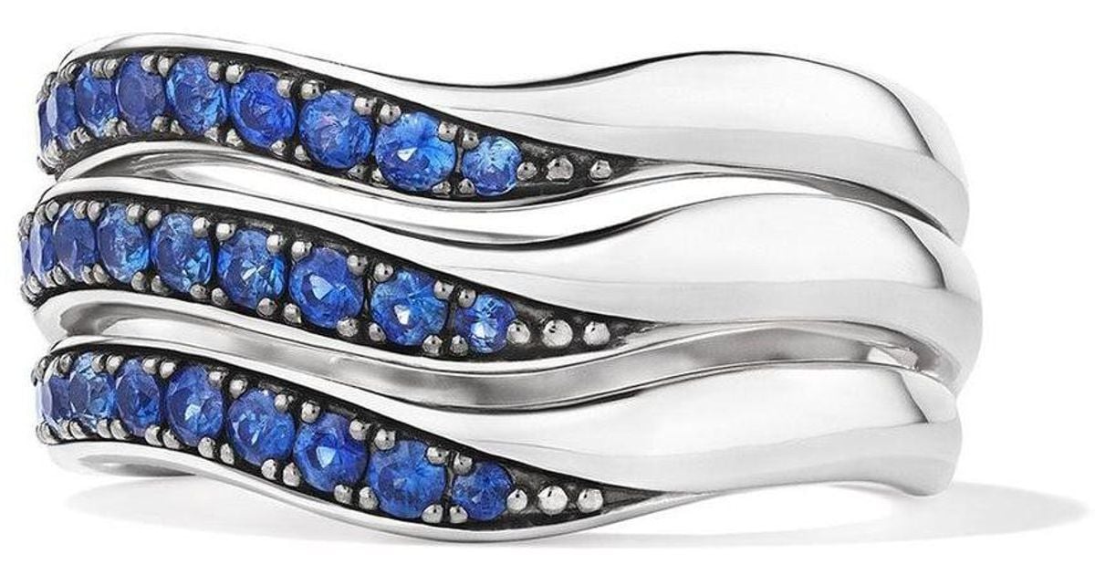 Judith Ripka Nova Three Band Ring in Blue | Lyst