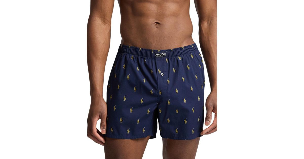Polo Ralph Lauren Allover Pony Woven Boxers in Blue for Men | Lyst