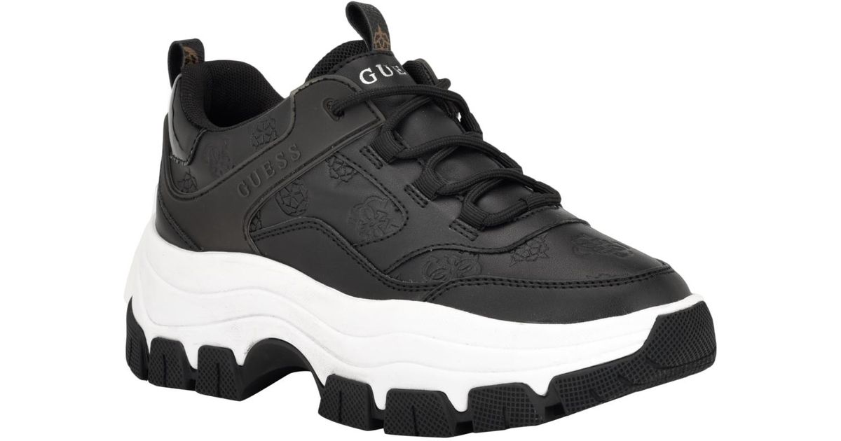 Guess Bisun Lugged Sole Lace-up Platform Sneakers in Black | Lyst