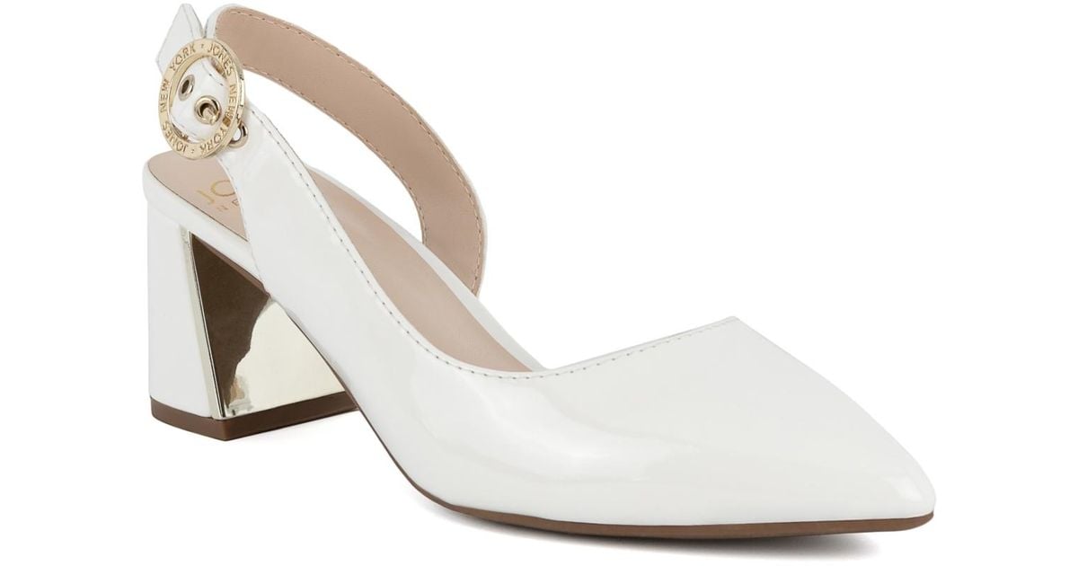 Jones New York Candree Block Heel Slingback Pumps in White | Lyst