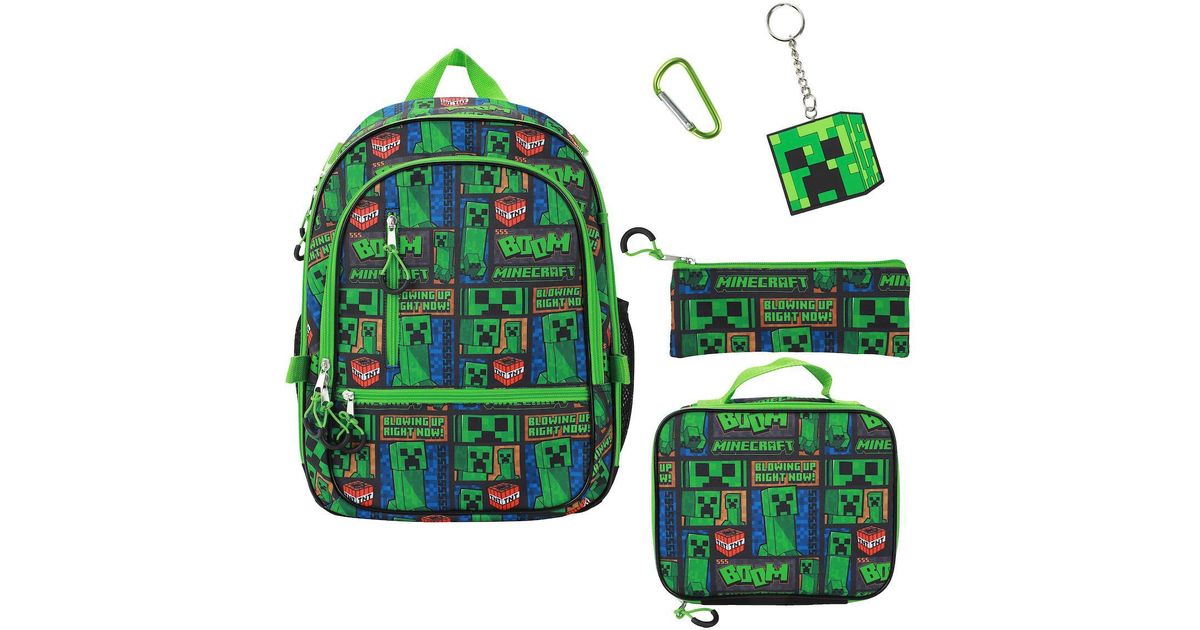 Minecraft Creeper 5-piece Backpack & Lunchbox Set in Green | Lyst