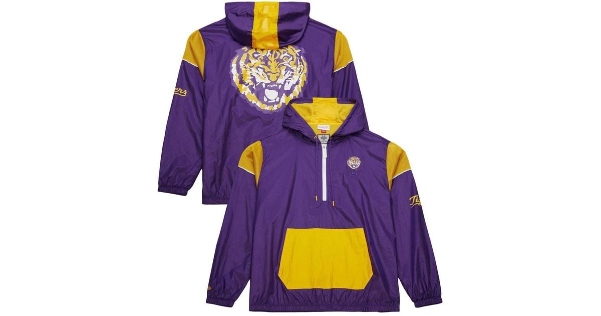 Mitchell & Ness Lsu Tigers Anorak Vintage Logo Half-zip Hoodie Jacket ...