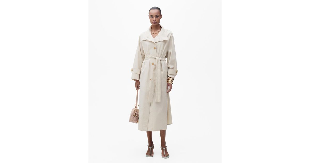 Mango Oversized Cotton Trench Coat in White | Lyst