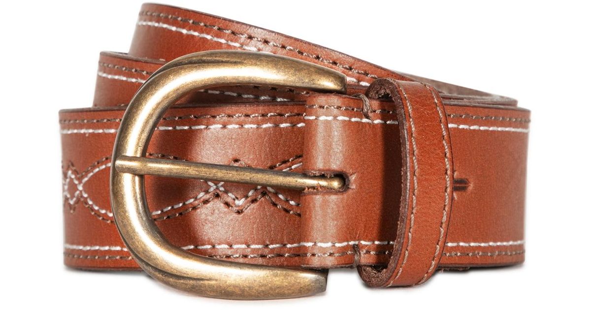 Frye Two-tone Stitch Belt in Brown | Lyst