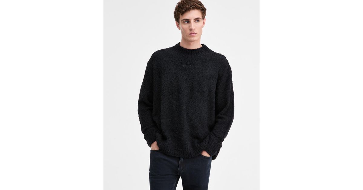 BOSS Hugo By Sanou Logo Crewneck Long-sleeve Sweater in Black for Men ...