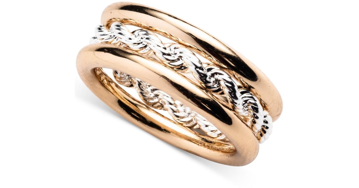 Ralph Lauren Gold-tone Rope Chain Triple-row Ring in Metallic | Lyst