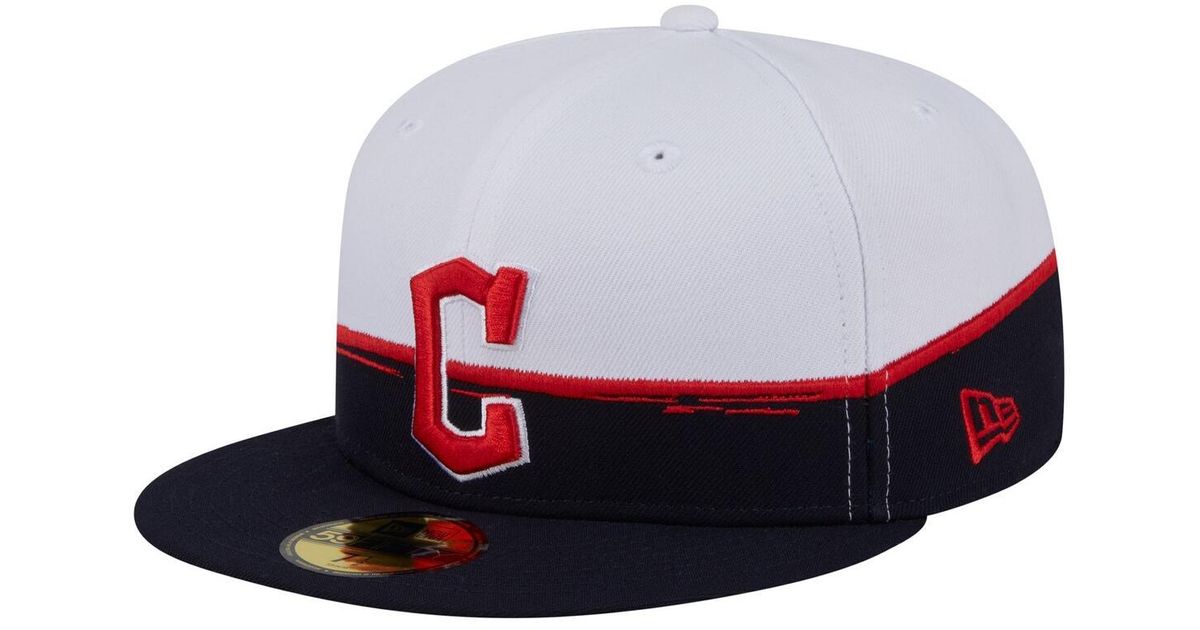KTZ Navy/white Cleveland Guardians Paint Stroke 59fiftyâ Fitted Hat for ...