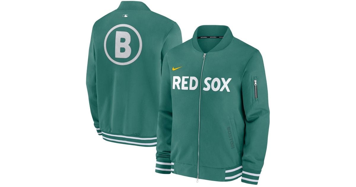 Nike Boston Red Sox 2025 City Connect Authentic Collection Full-zip Bomber Jacket in Green for ...