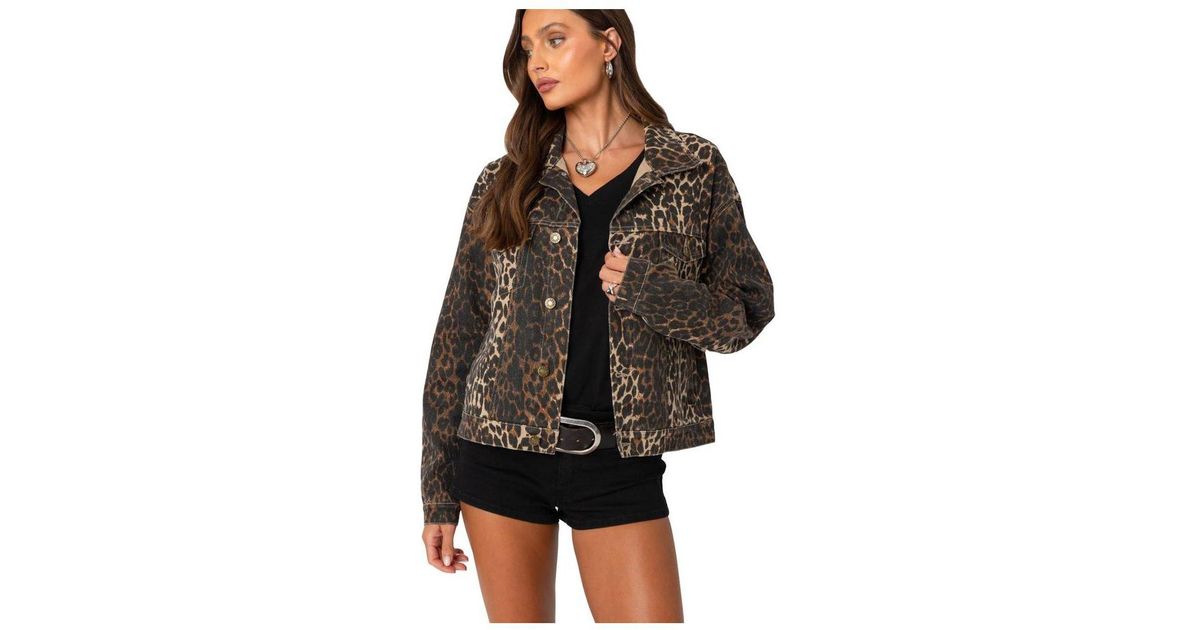 Edikted Print Denim Jacket in Black | Lyst