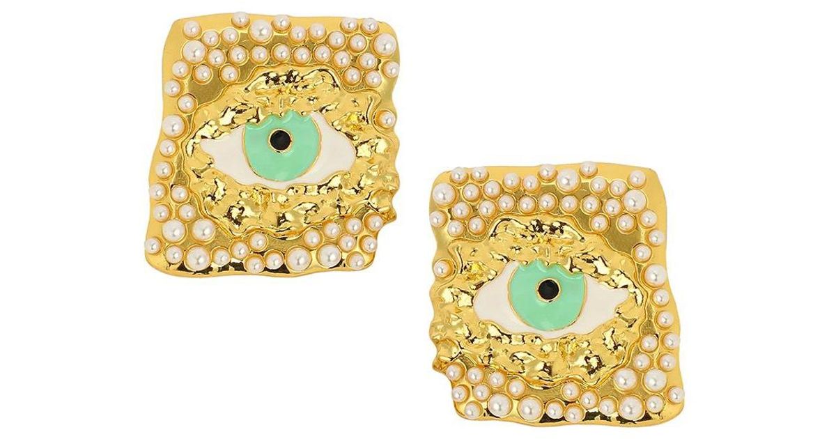 SOH The Dented Evil Eye Drop Earrings in Metallic | Lyst
