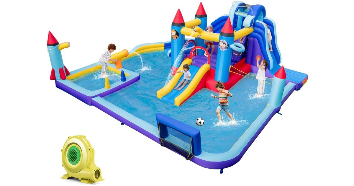 COSTWAY Rocket Theme Inflatable Water Slide Park in Blue | Lyst