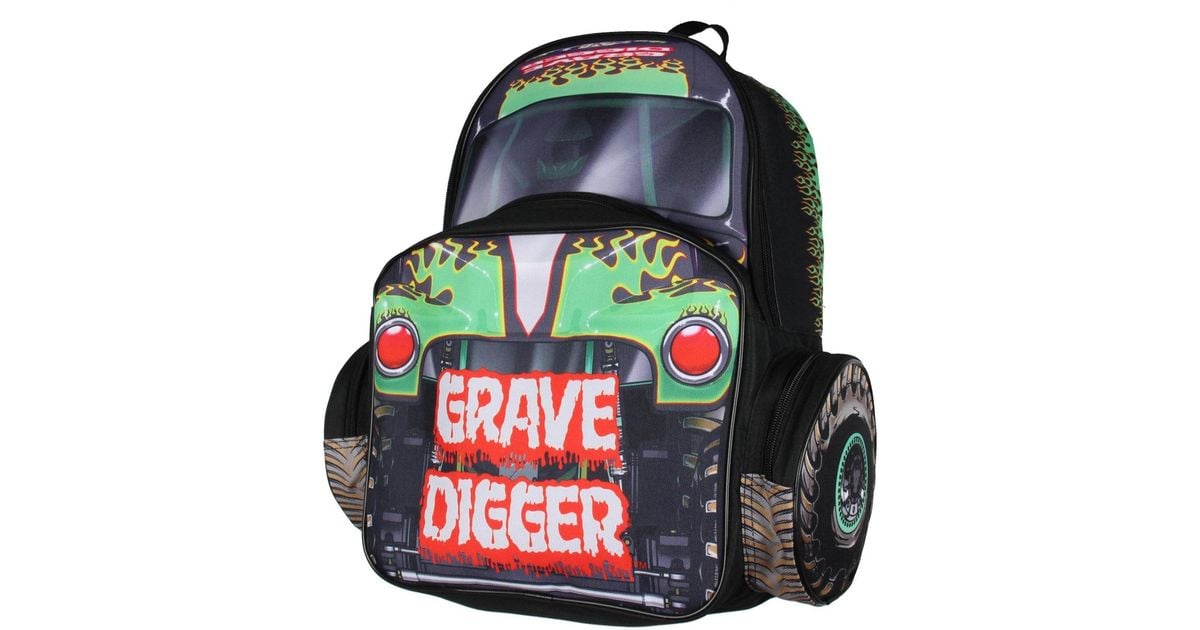 MONSTER JAM Backpack Grave Digger Truck 3d Character School Book Bag in ...