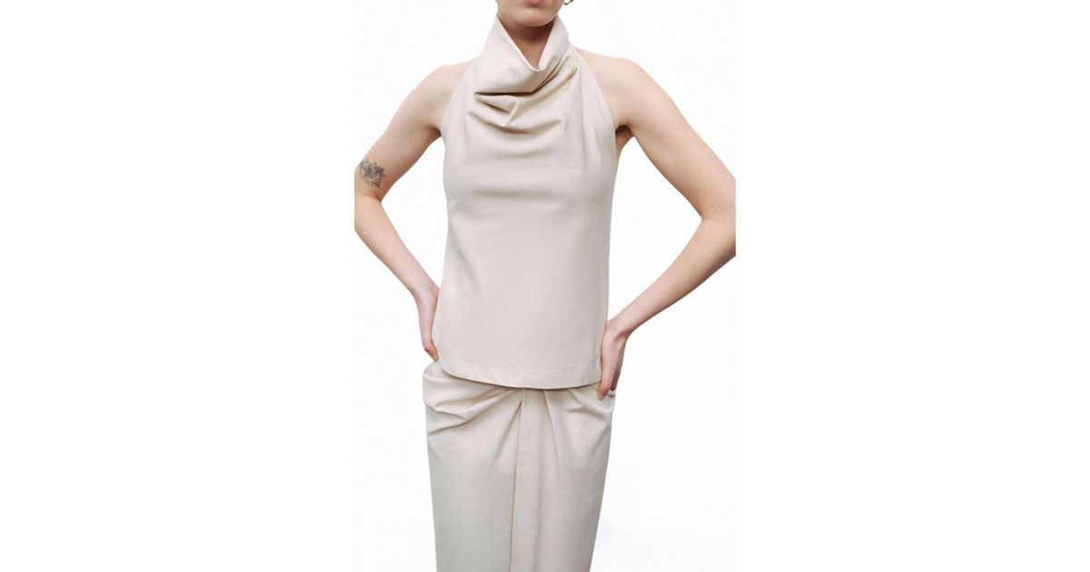 Nocturne Draped Neckline Open Back Detailed Blouse in White | Lyst