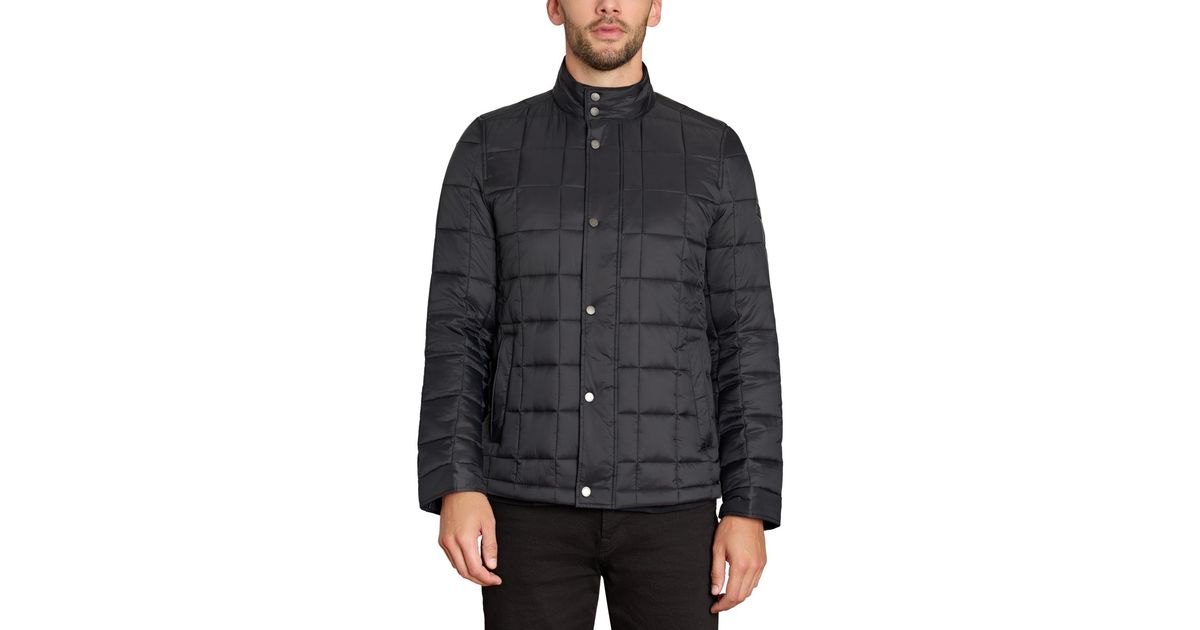 Sam Edelman Box-quilted Full-zip Puffer Jacket in Gray for Men | Lyst