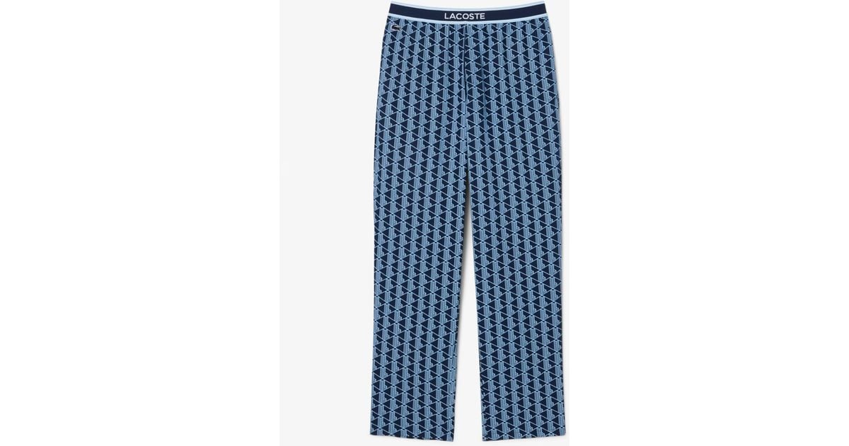 Lacoste Monogram Print Pajama Pants in Blue for Men | Lyst