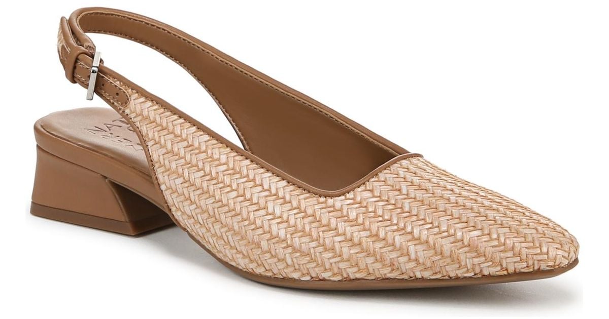 Naturalizer Ginger 2 Snip Toe Asymmetrical Low Block Heel Slingbacks | Lyst