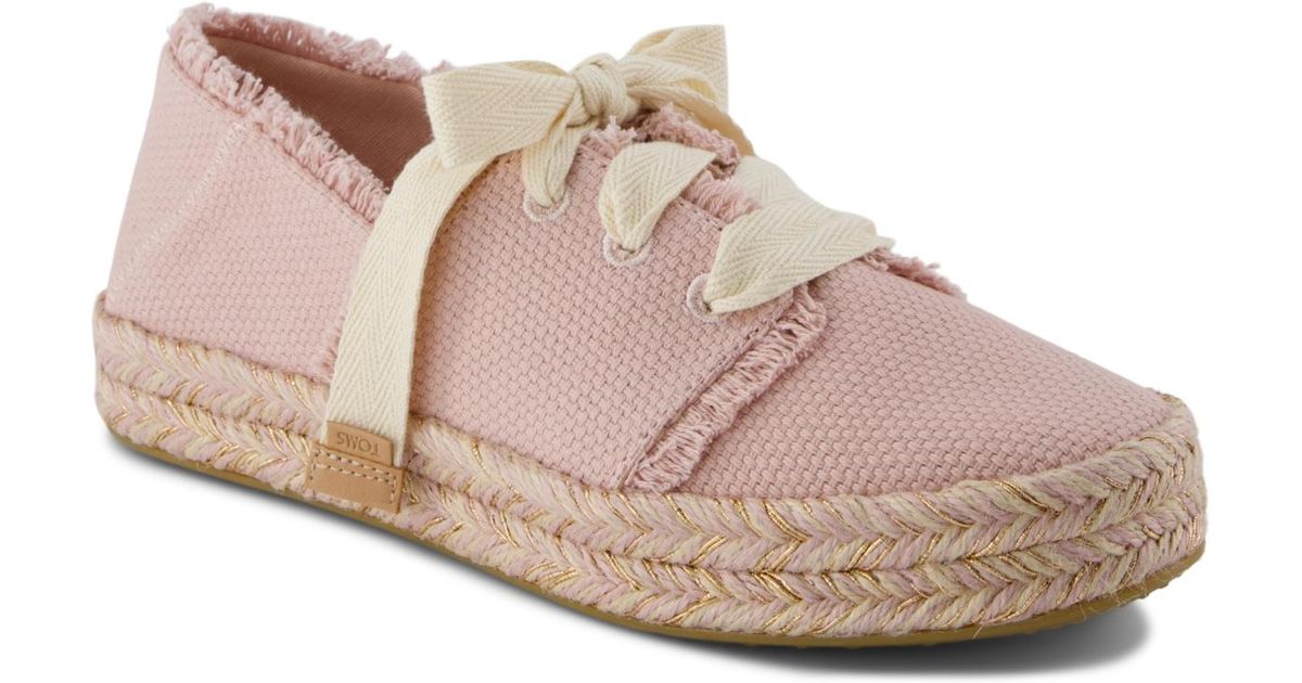 TOMS Carolina Lace-up Espadrille Sneakers in Pink | Lyst