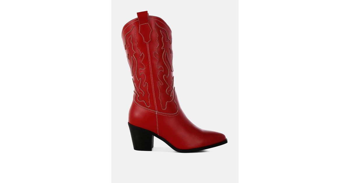LONDON RAG Pakito Patchwork Detail Cowboy Boots in Red | Lyst