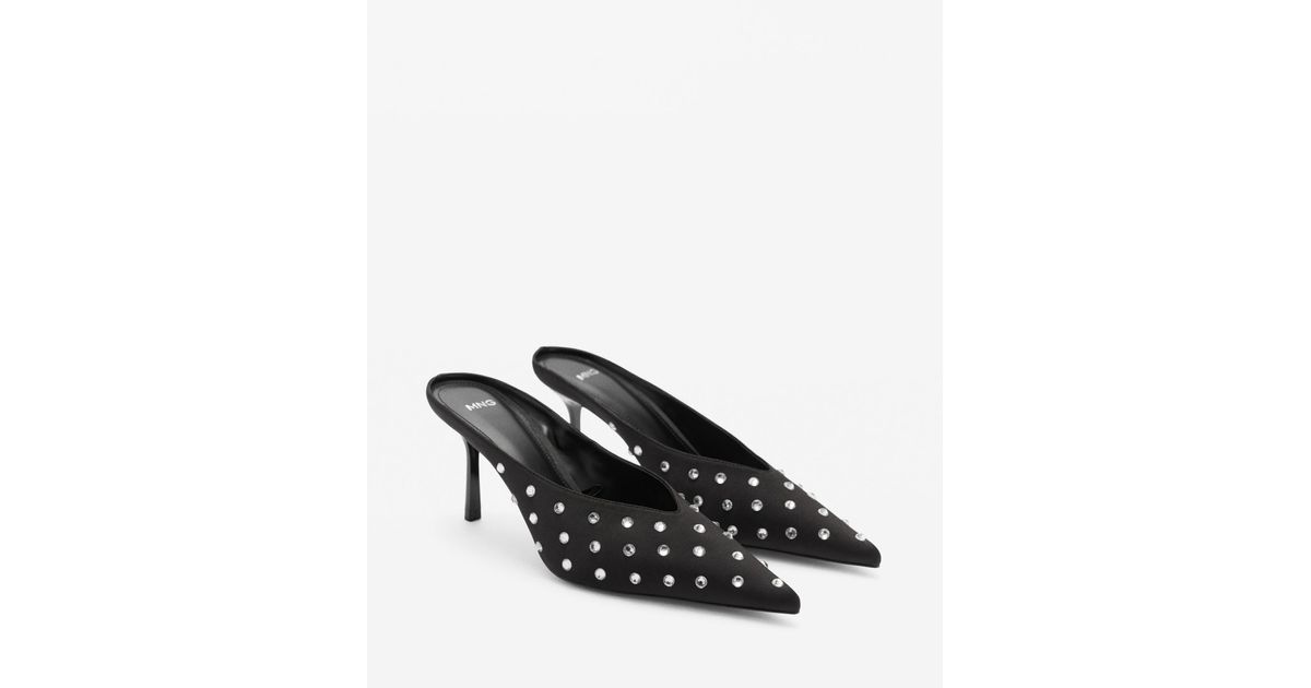 Mango Crystal Slingback Heeled Shoes in Black | Lyst