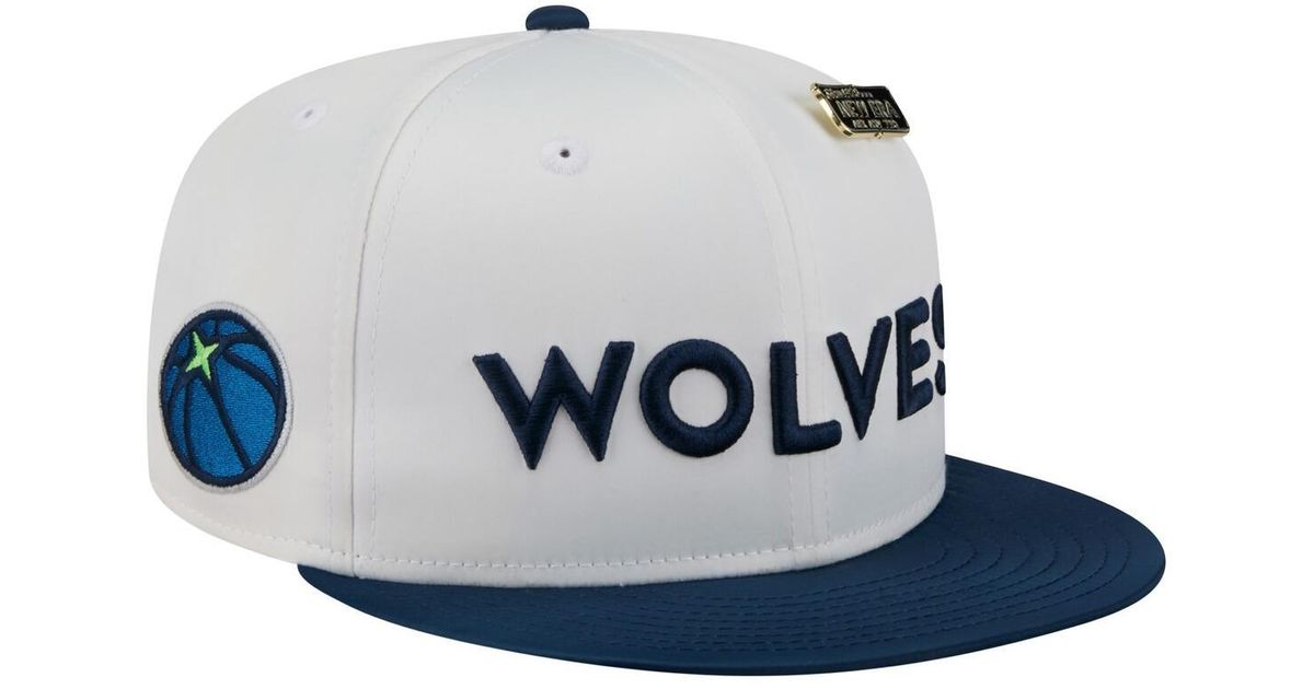 KTZ White/navy Minnesota Timberwolves Throwback Satin Vintage Pin Two ...