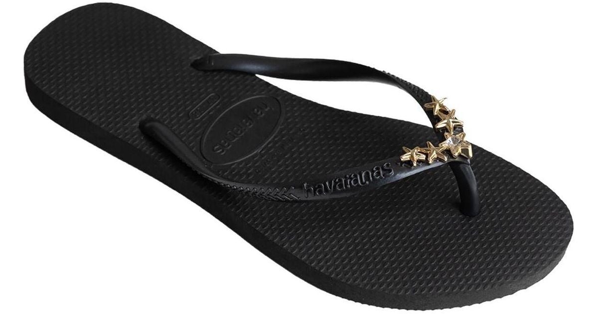 Havaianas Slim Stars Round Toe Sandals in Black | Lyst
