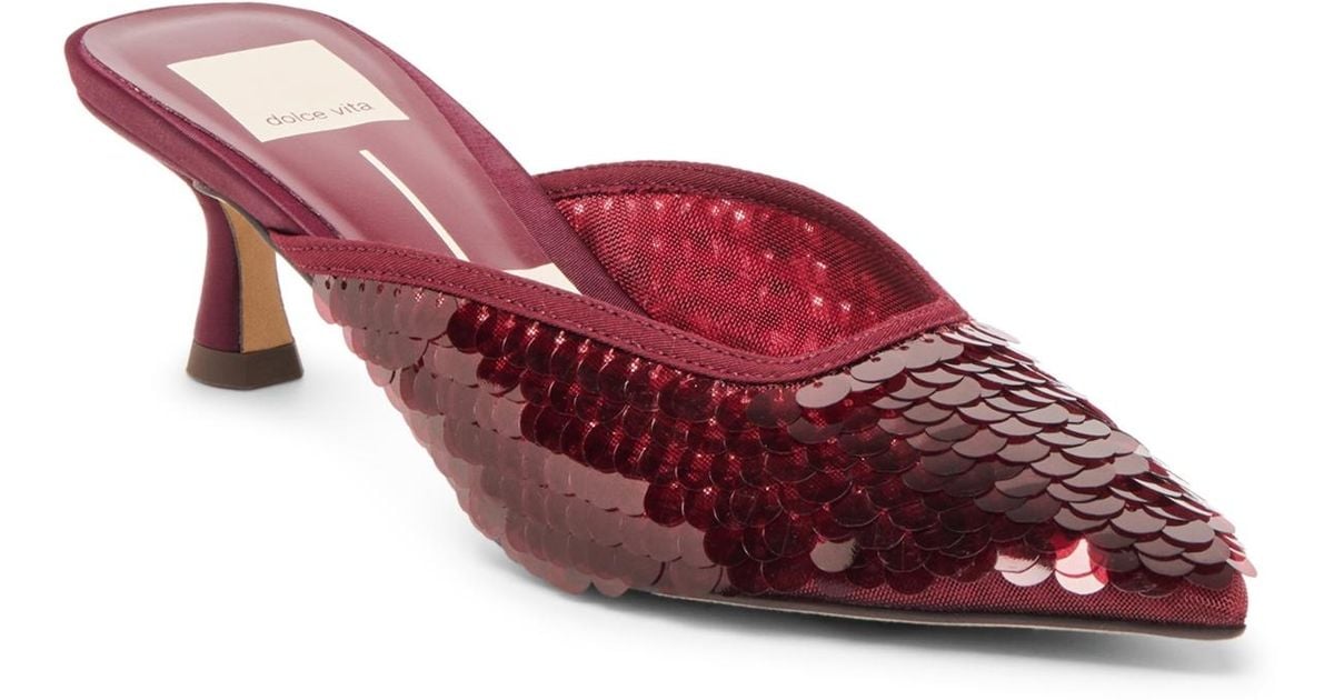 Dolce Vita Cleo Sequin Pointed Toe Mule Pumps in Red | Lyst