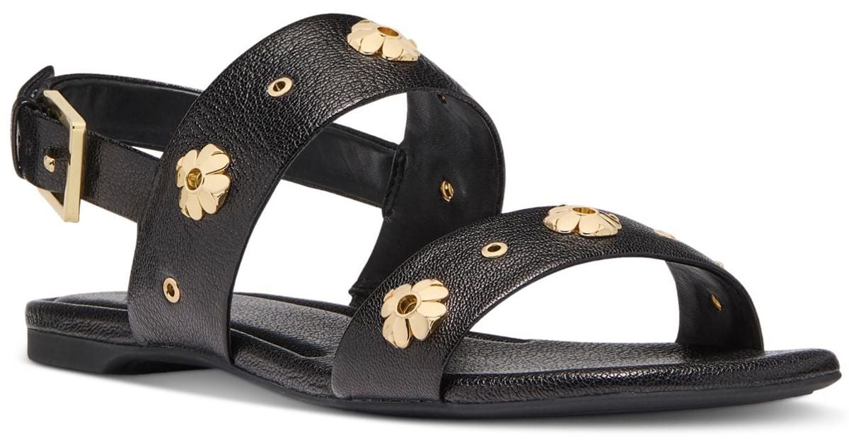Kate Spade Spade Flower Studded Flat Sandals in Black | Lyst
