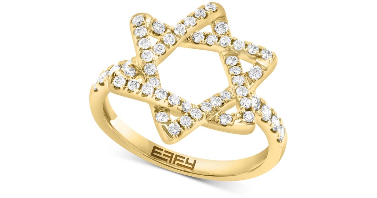 Effy Effy Diamond Star Of David Openwork Ring (1/2 Ct. T.w. in Metallic ...
