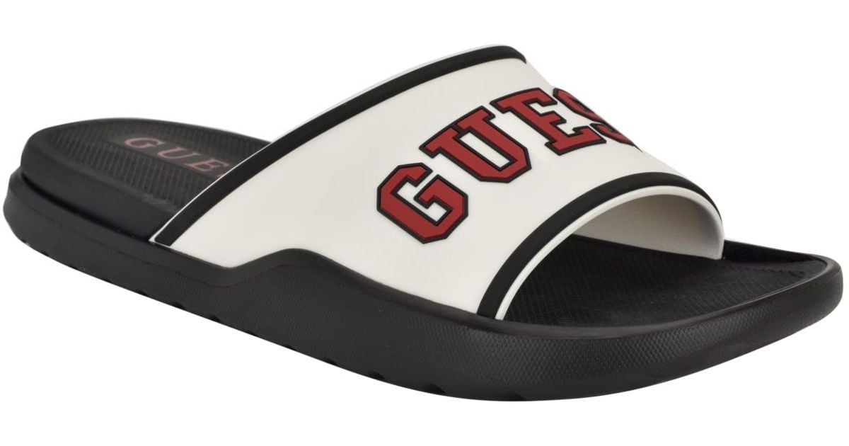 Guess Mylas Branded Slip On Fashion Slides in Black for Men | Lyst
