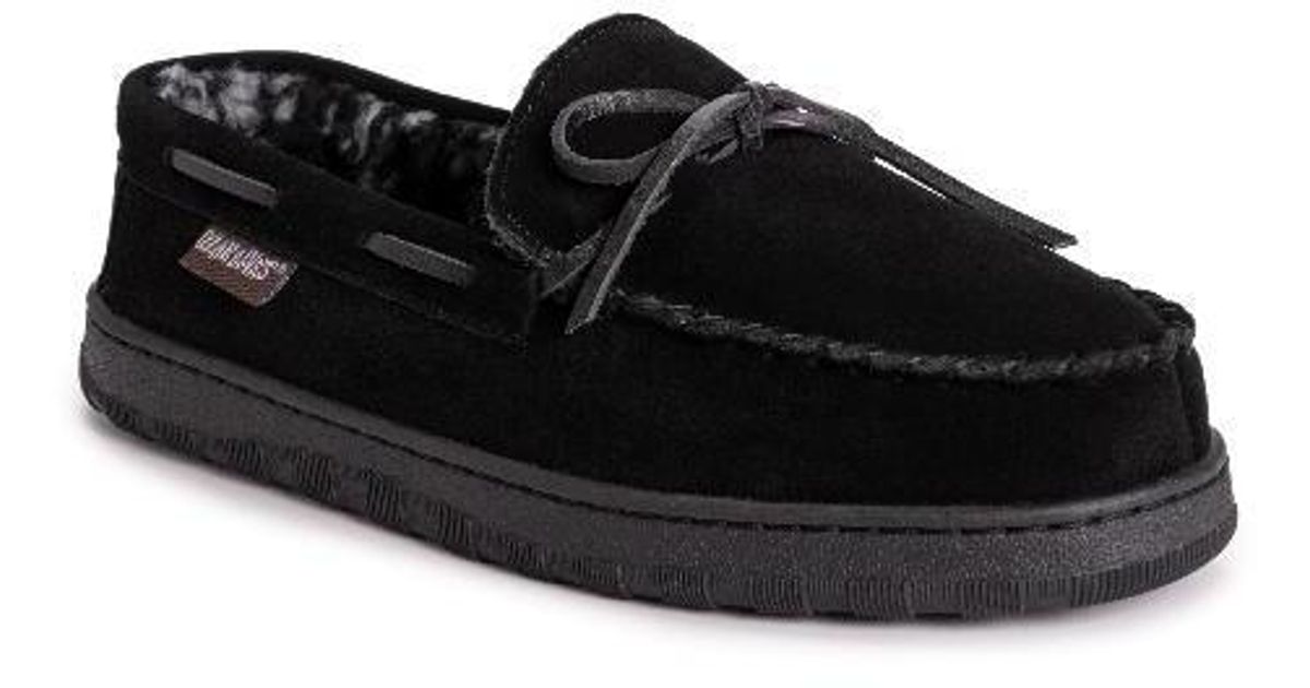 Muk Luks Paul Printed Berber Suede Moccasin in Black for Men | Lyst