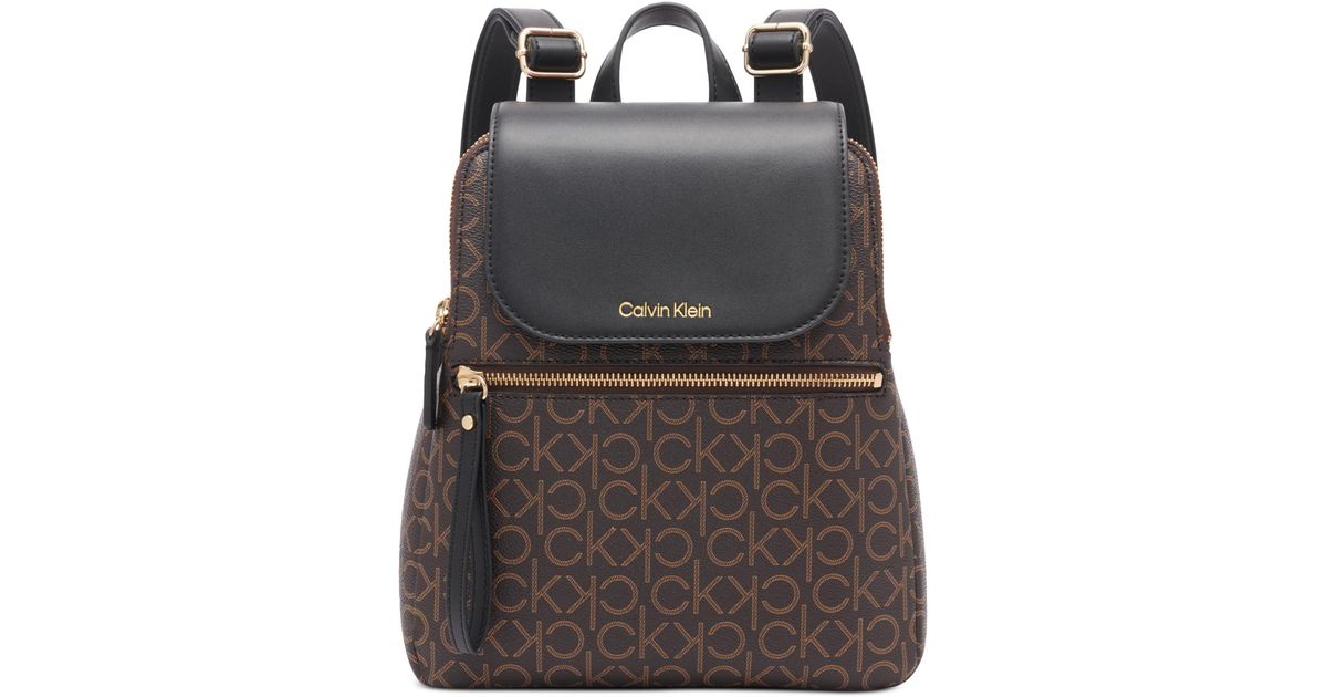 Calvin Klein Garnet Signature Triple Compartment Backpack in Black | Lyst