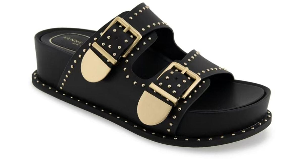 Kenneth Cole Gradie Wedge Sandals in Black | Lyst