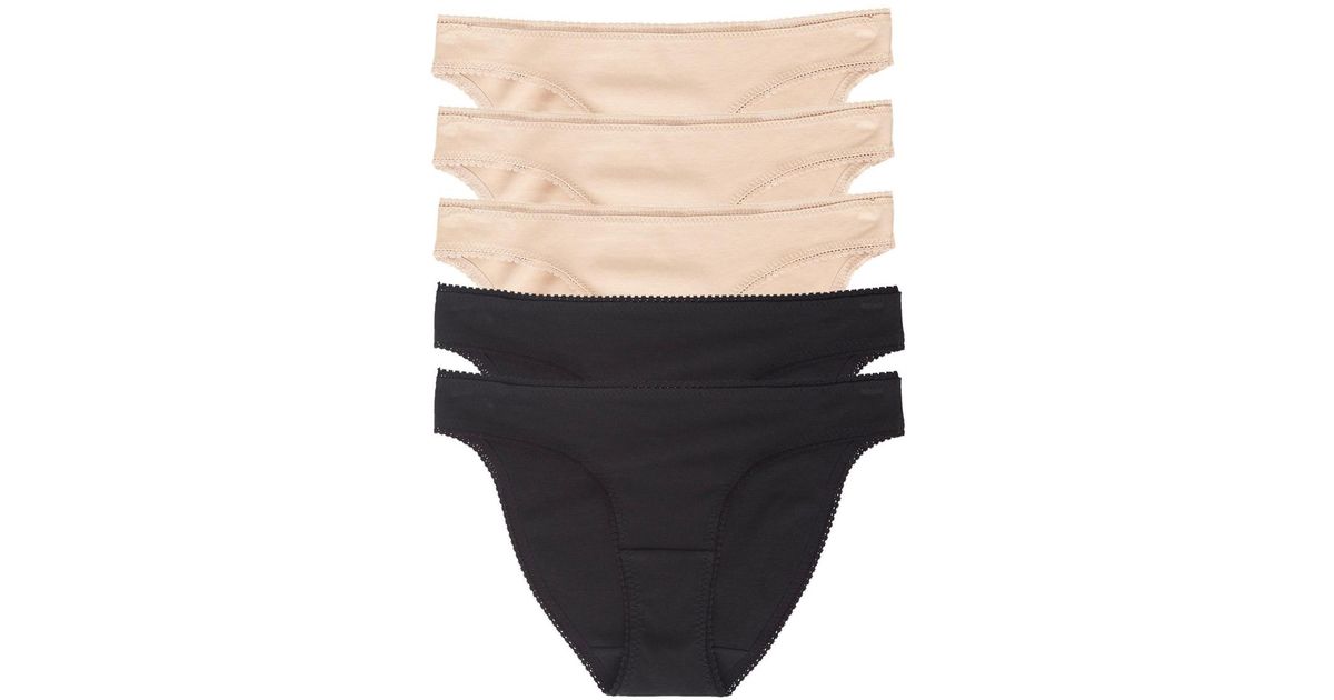 On Gossamer Cabana Cotton Hip Bikini 5 Pack Underwear in Black | Lyst