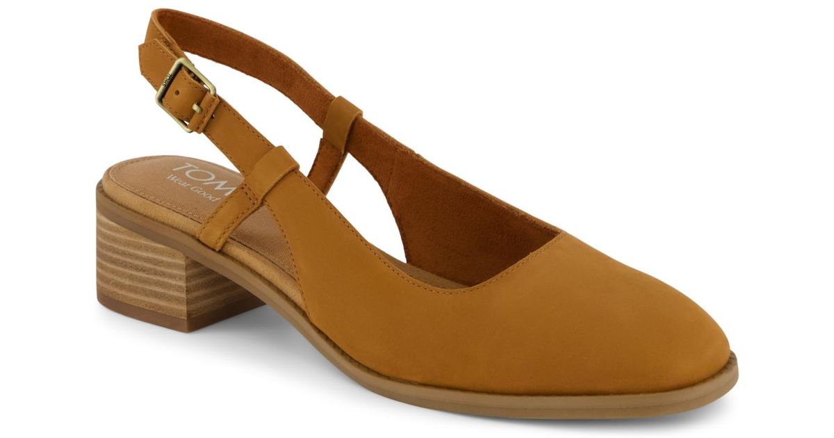 TOMS Jaclyn Block Heel Slingback Sandals in Brown | Lyst