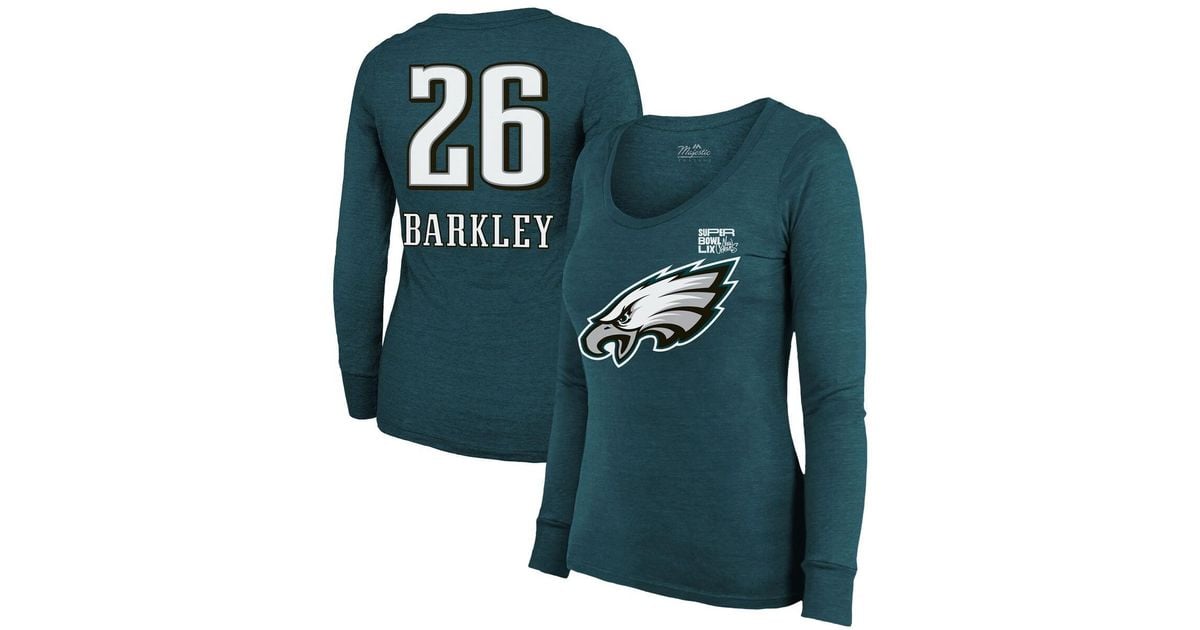 Majestic Saquon Barkley Philadelphia Eagles Super Bowl Lix Player Name Number Tri-blend Long ...