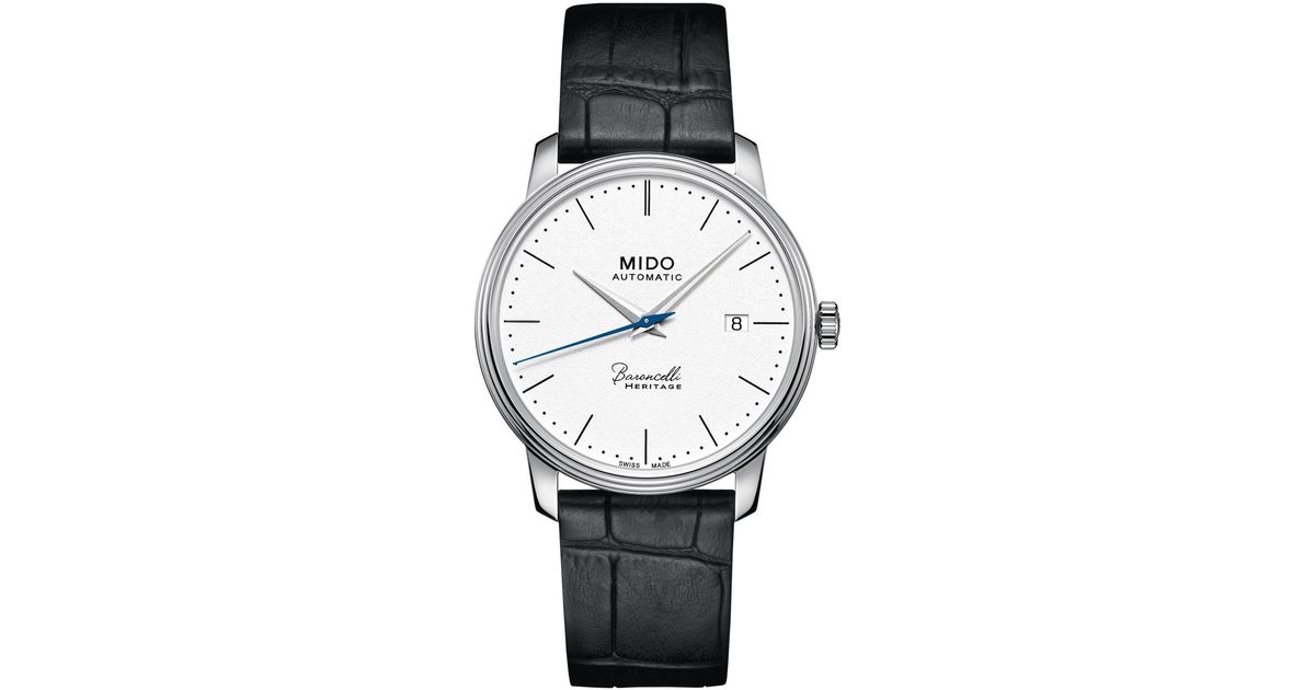 MIDO Swiss Automatic Baroncelli Iii Heritage Leather Strap Watch 39mm ...