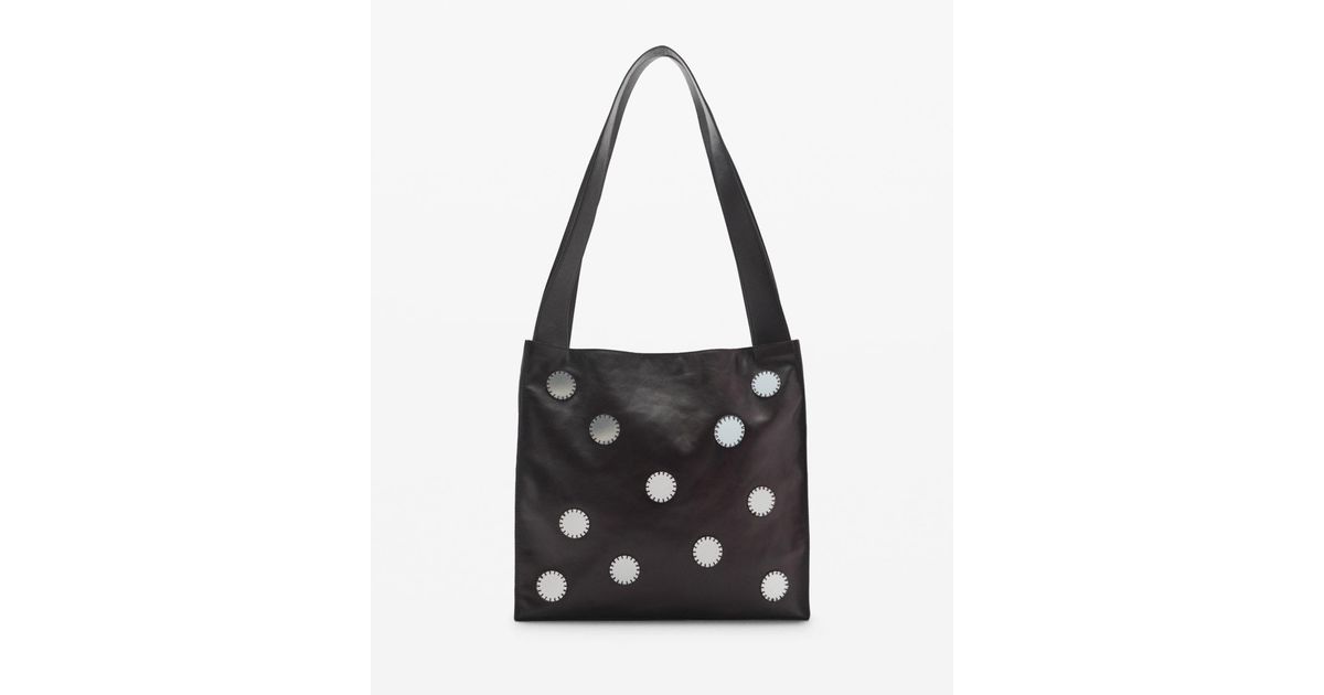 Mango Double-handle Leather Shoulder Bag in Black | Lyst
