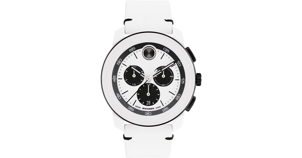 Movado Bold Tr90 Swiss Quartz Chrono Leather Watch in Metallic for Men ...