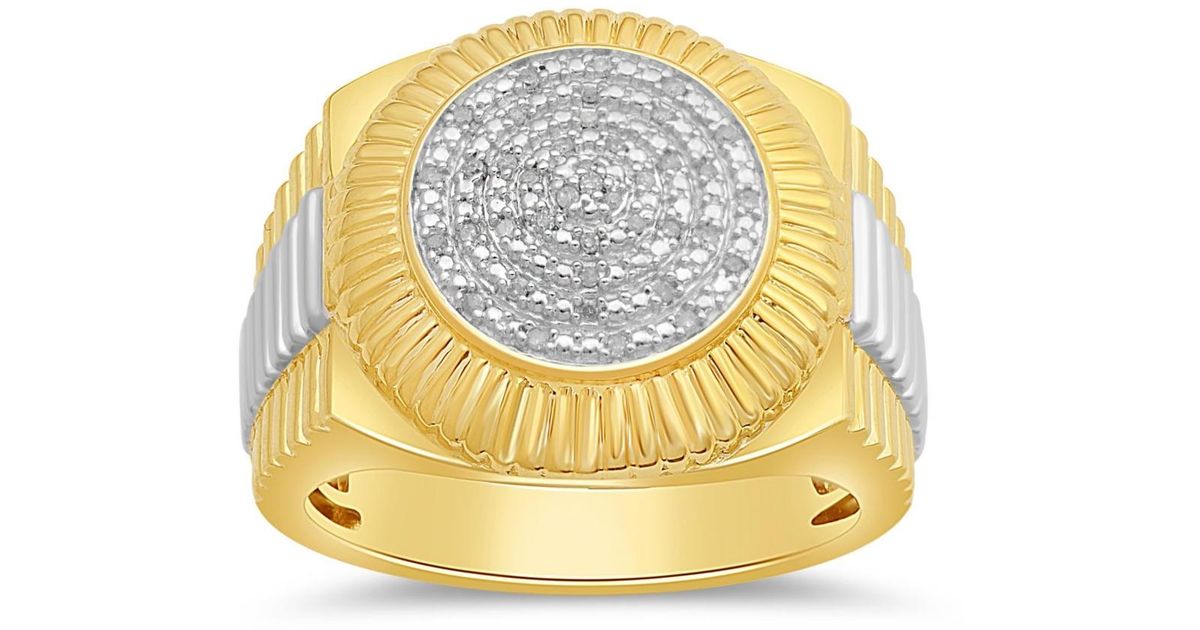 Macy's Diamond Two-tone Circle Cluster Style Ring (1/10 Ct. T.w. in ...