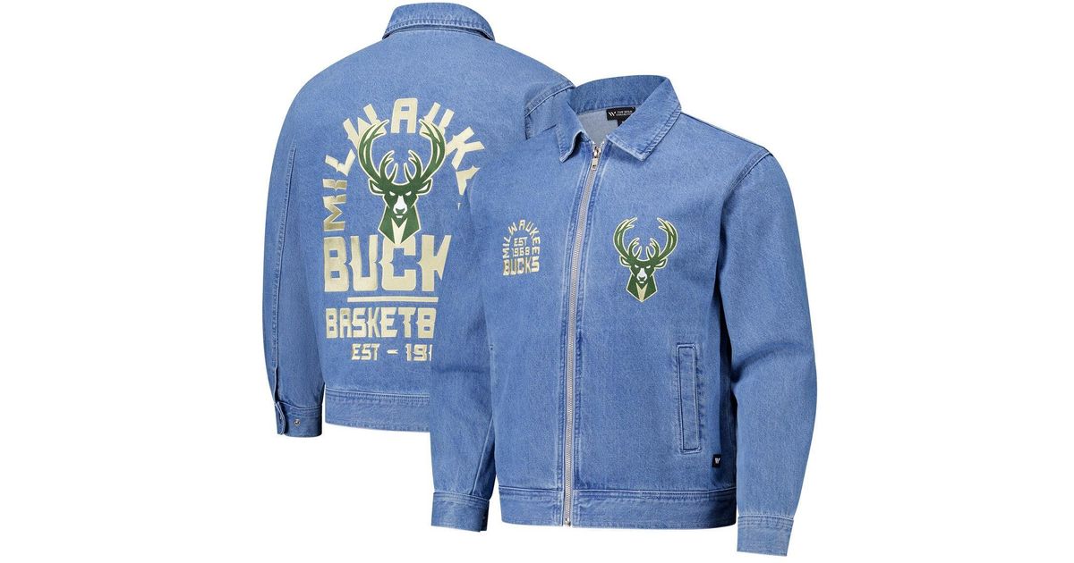 The Wild Collective And Milwaukee Bucks Coaches Full-zip Denim Jacket ...