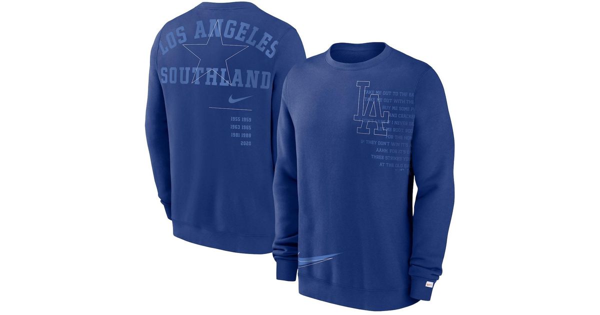Nike Los Angeles Dodgers Statement Ball Game Fleece Pullover Sweatshirt ...