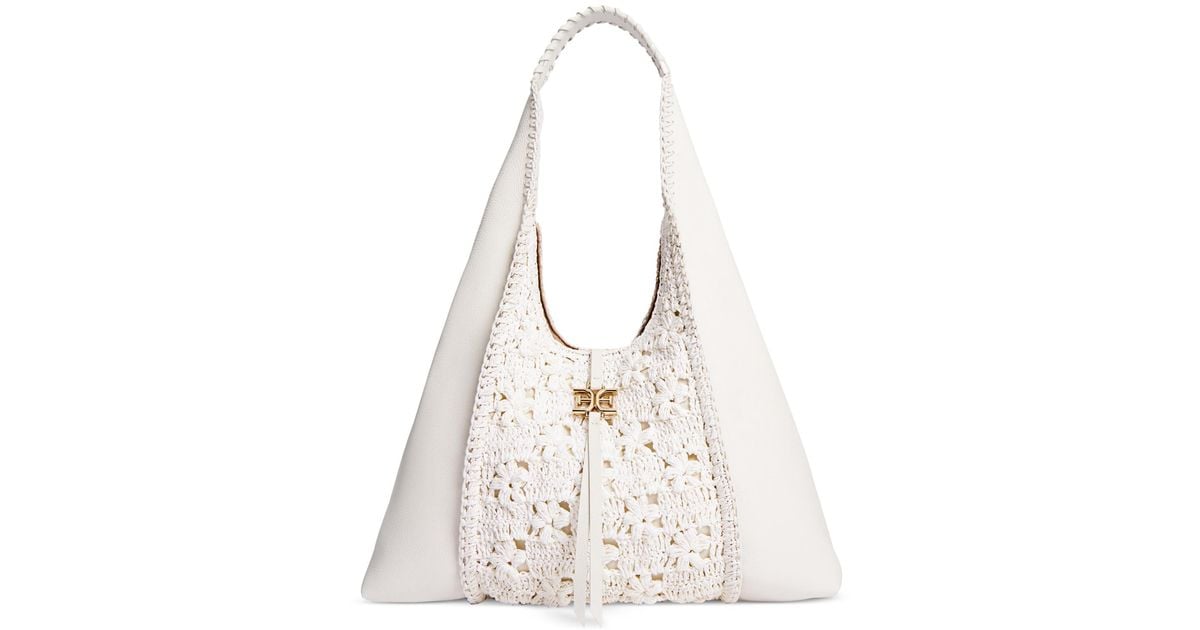 Sam Edelman Sylvia Crochet Raffia Hobo Bag in Natural | Lyst