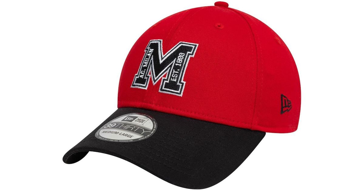 KTZ Ac Milan M Logo 39thirty Fitted Hat in Red for Men | Lyst