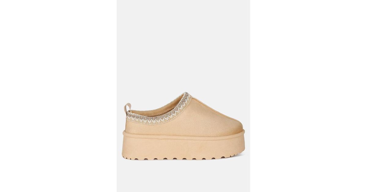 LONDON RAG Struter Embroidered Platform Fur Classic Slip-on in Natural ...