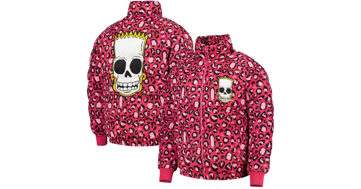FREEZE MAX The Simpsons Bart Leopard Print Raglan Full-zip Puffer ...