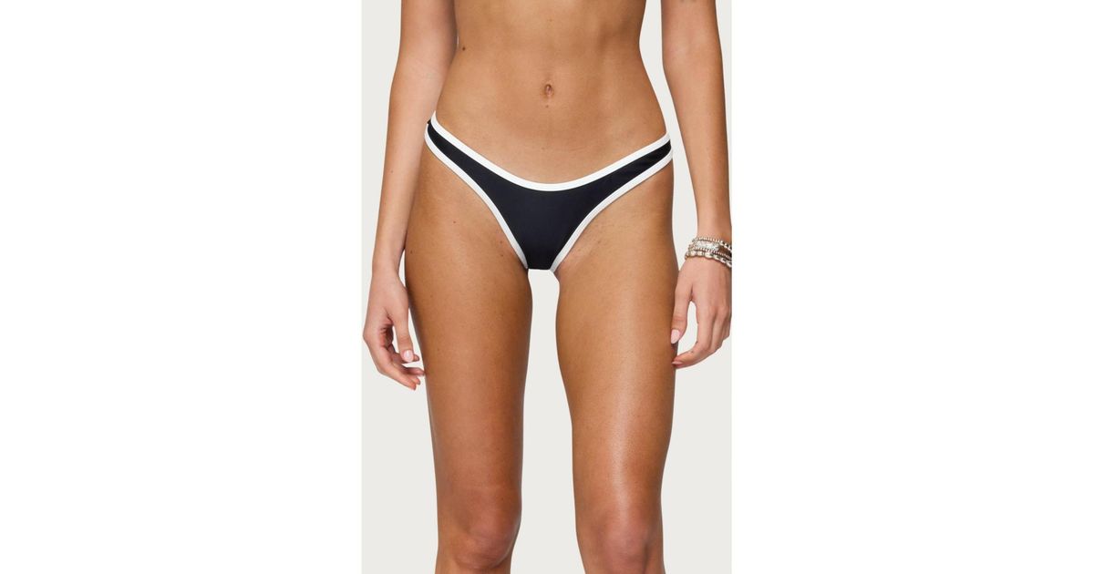 Edikted Dina Contrast Bikini Bottom in Black | Lyst