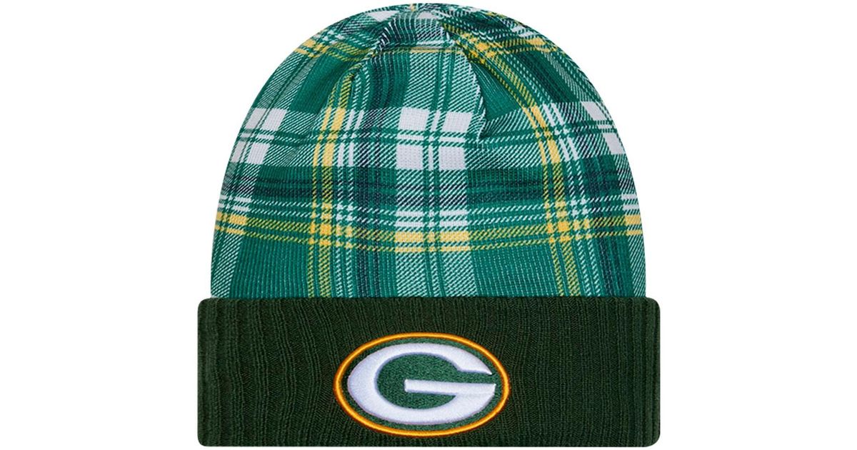 KTZ Bay Packers Sideline Statement Cuffed Knit Hat in Green for Men | Lyst