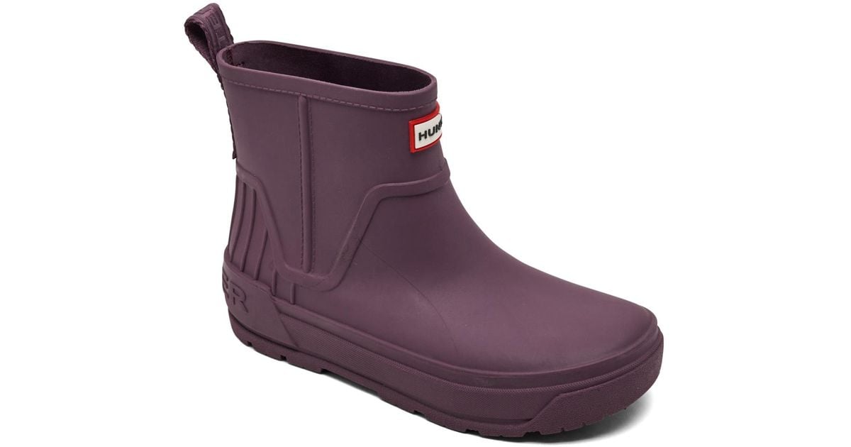 HUNTER Wales Waterproof Rain Booties From Finish Line in Purple | Lyst
