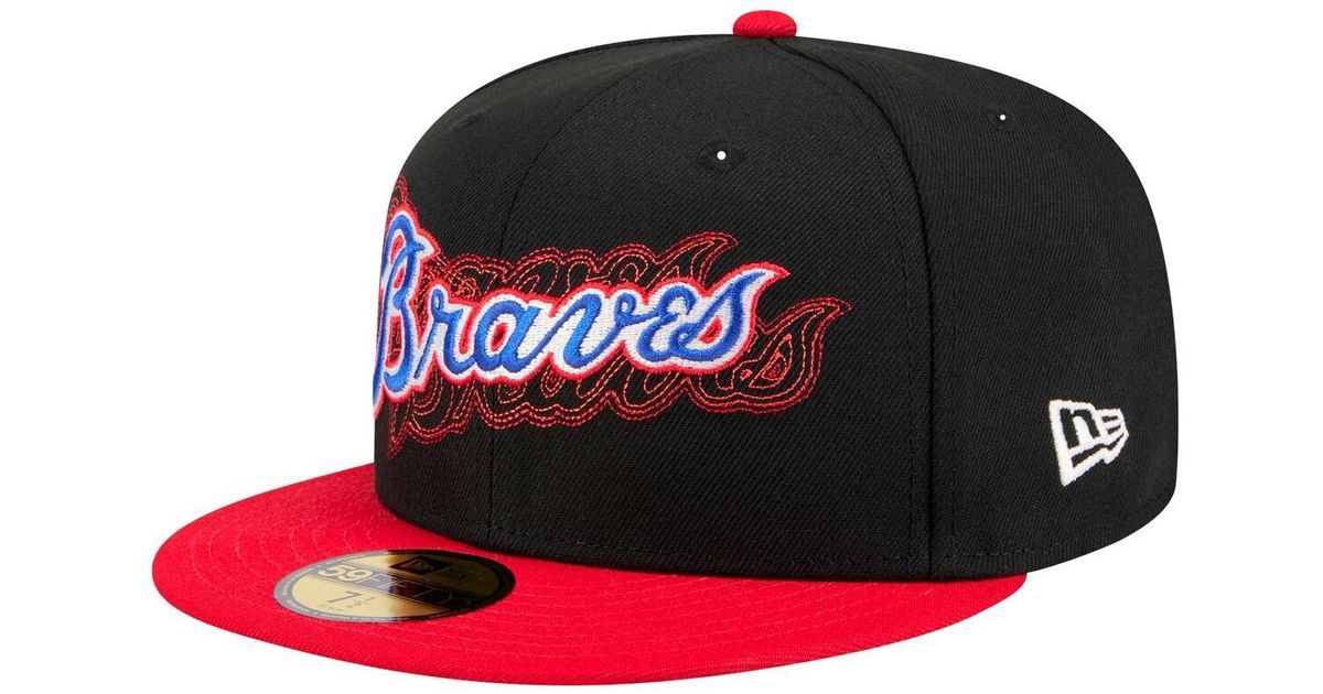 KTZ Atlanta Braves Shadow Stitch 59fifty Fitted Hat in Red for Men | Lyst